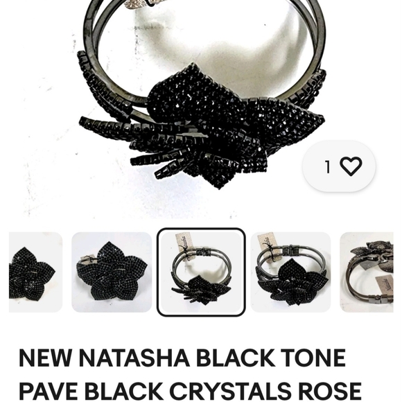 Jewelry | Natasha Black Crystal Rose Bracelet | Poshmark